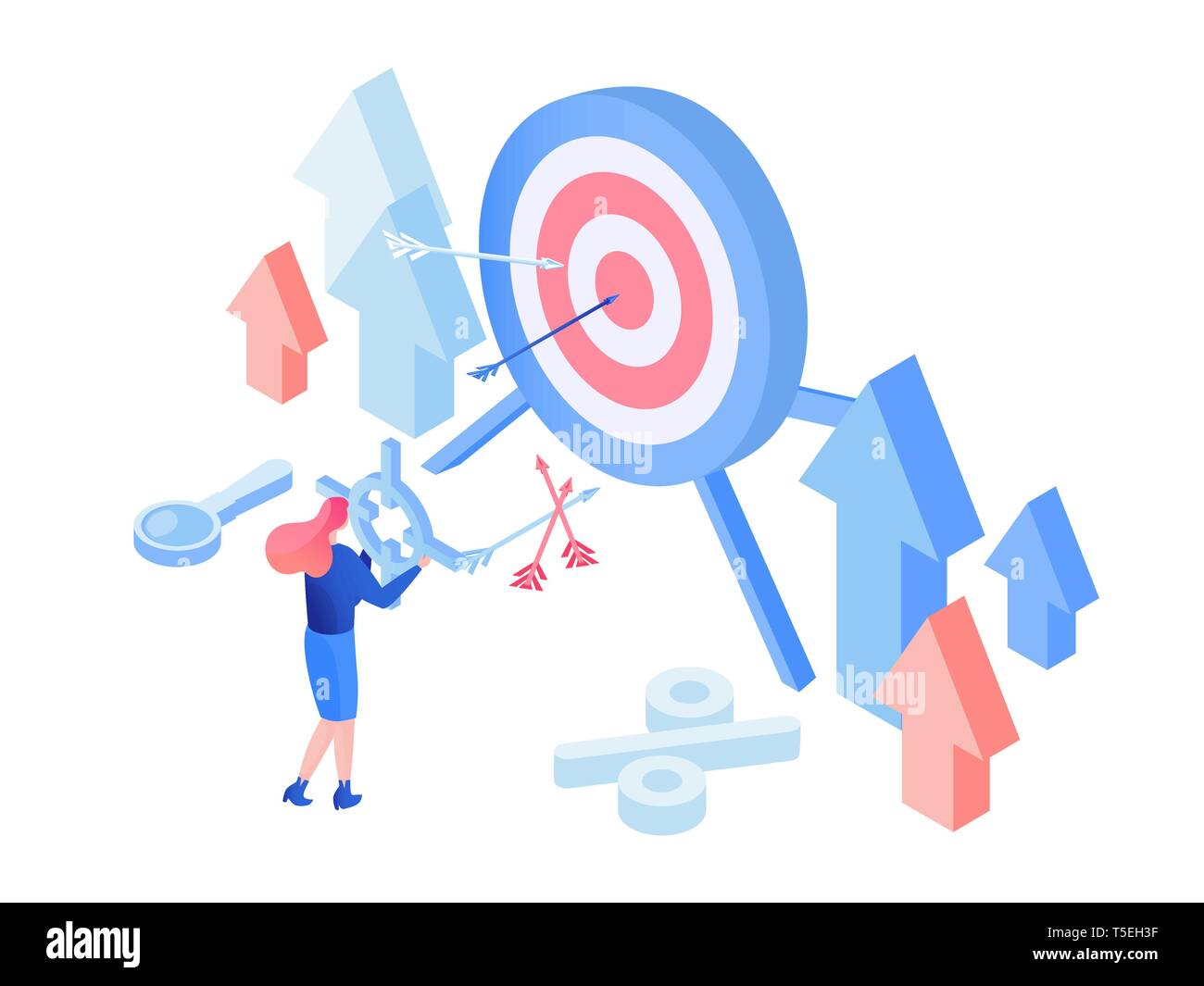 Target advertising isometric vector illustration. Marketer optimizing ...