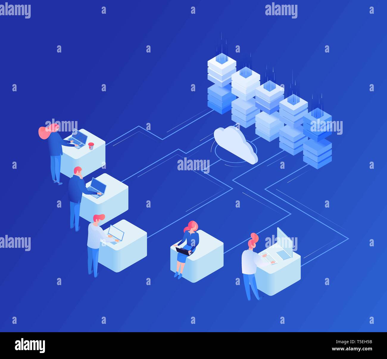 Iot Cloud Service Isometric Vector Illustration Web Hosting Database