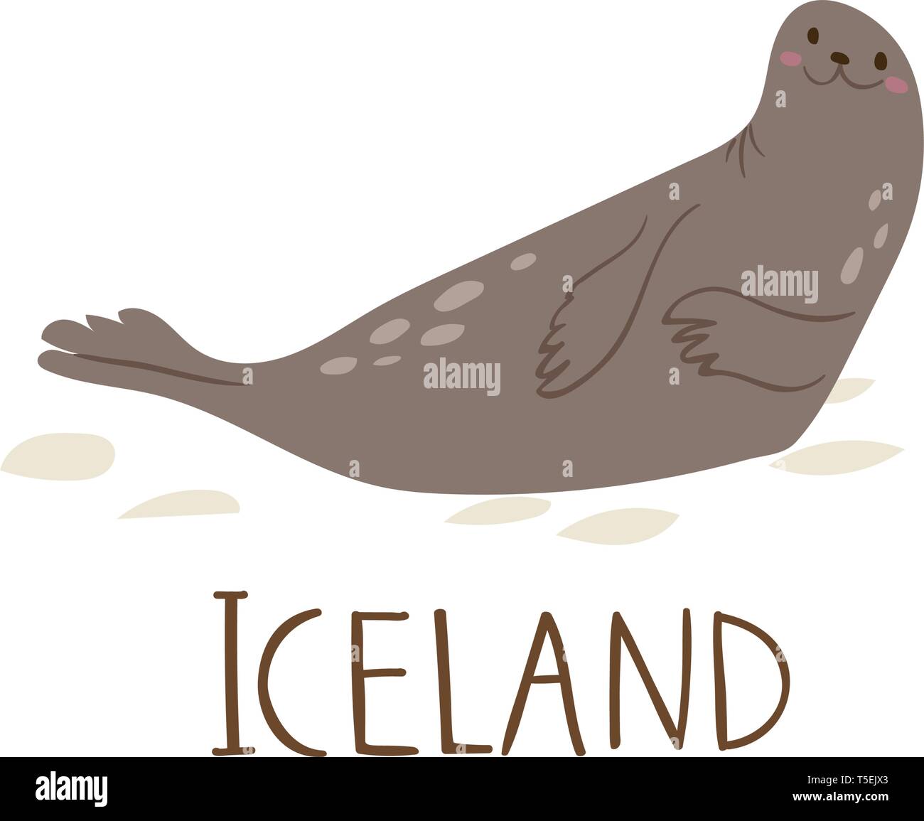 Cute Iceland nature vector animal symbol seal lying on the ice Stock ...