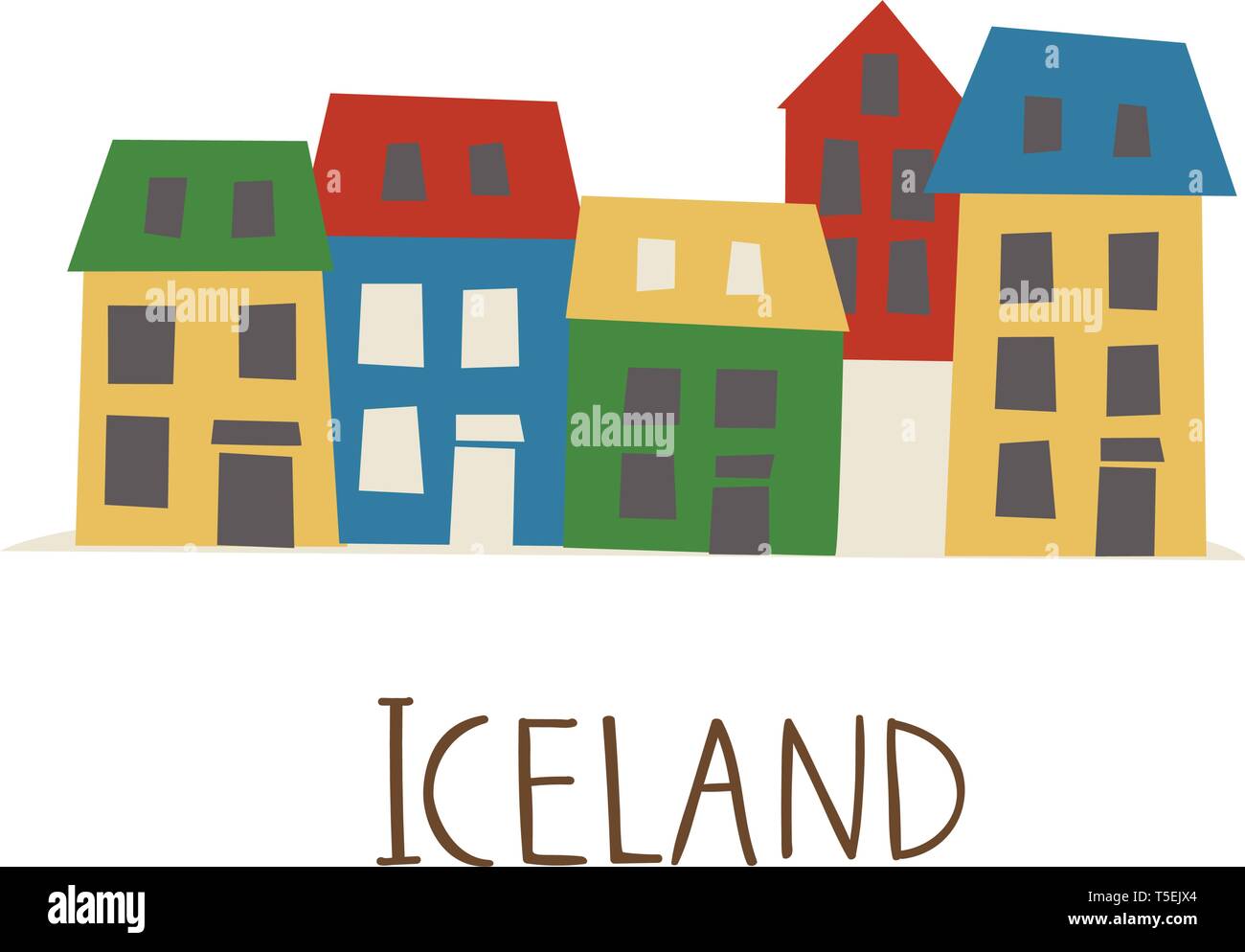 Iceland vector symbol city colored buildings with roofs Stock Vector ...