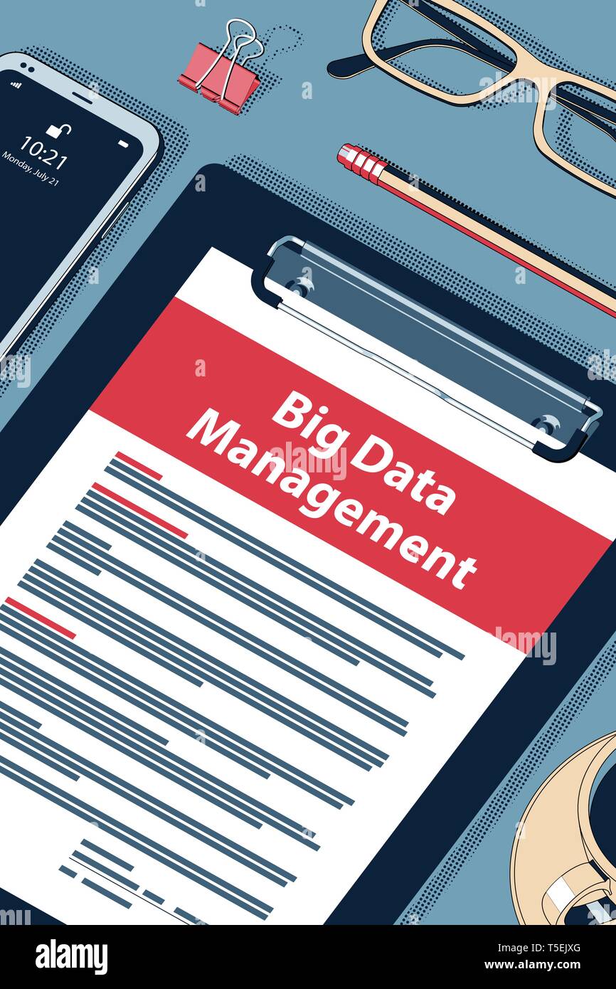 Big Data Management - Vector Halftone Isometric Illustration Stock ...