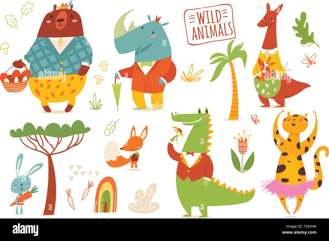 Big set of cartoon forest wild animals Stock Vector Image & Art - Alamy