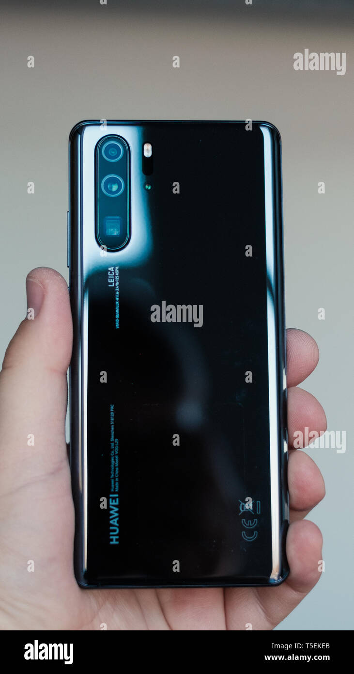 RIGA, MARCH 2019 -Recently launched Huawei P30 Pro smartphone with ...