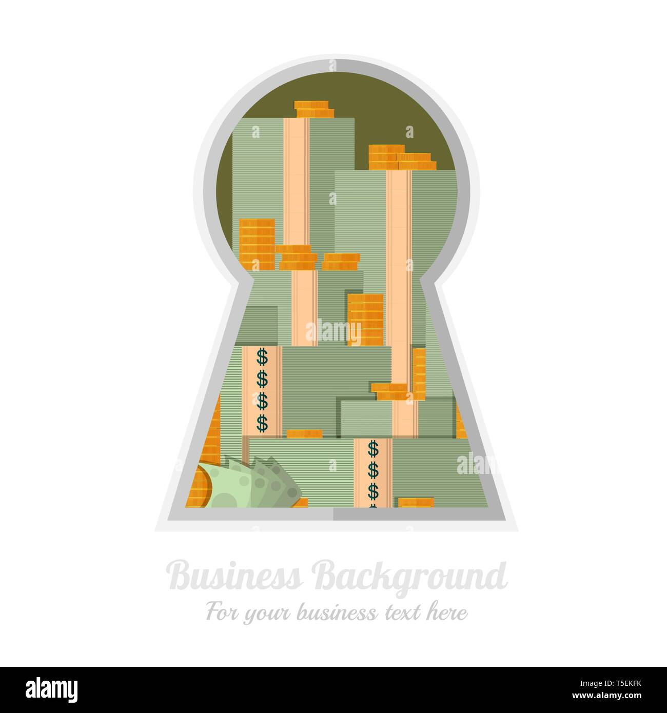 bundle of money bank note and coin through the keyhole Stock Vector ...