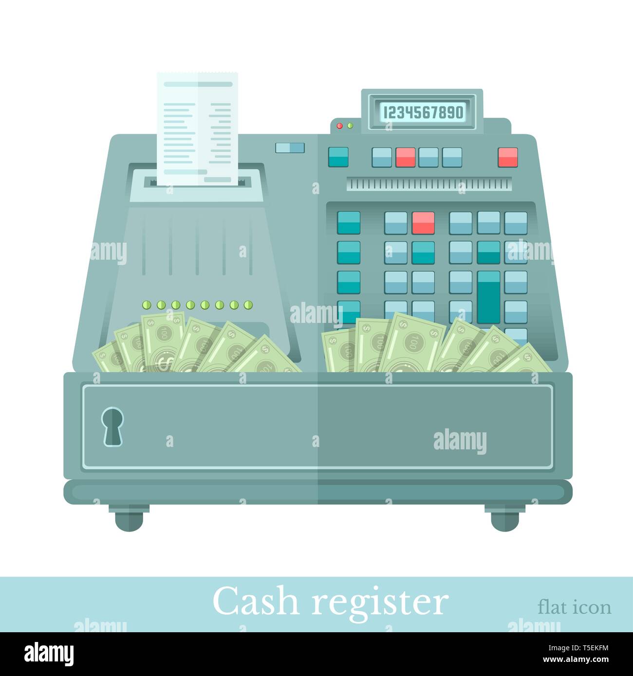 cash register with bank note from it Stock Vector Image & Art - Alamy