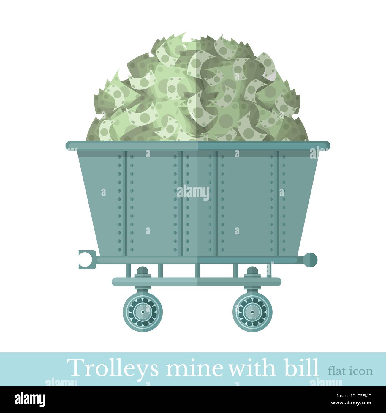 flat trolley mine with bank note bill on white Stock Vector Image & Art ...