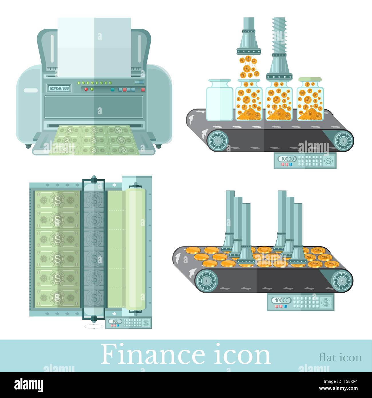 set of money machine, flat design vector concepts icon Stock Vector ...