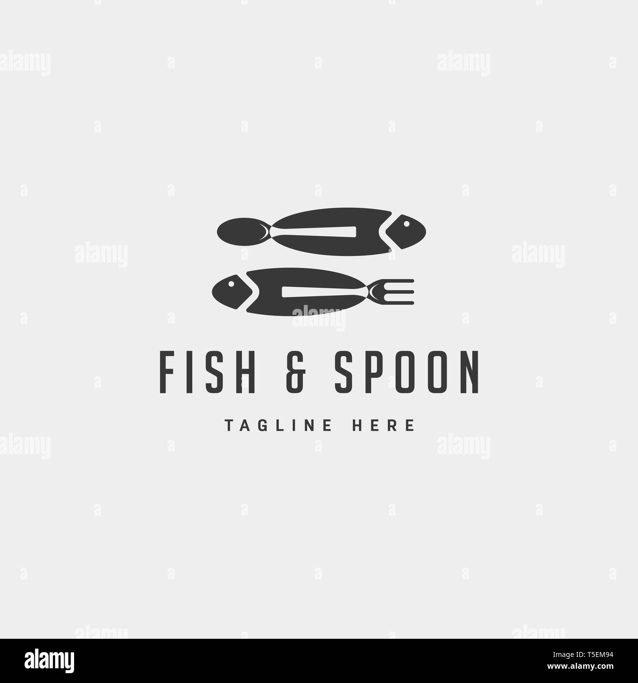 fish food spoon fork logo design vector icon element isolated - vector ...