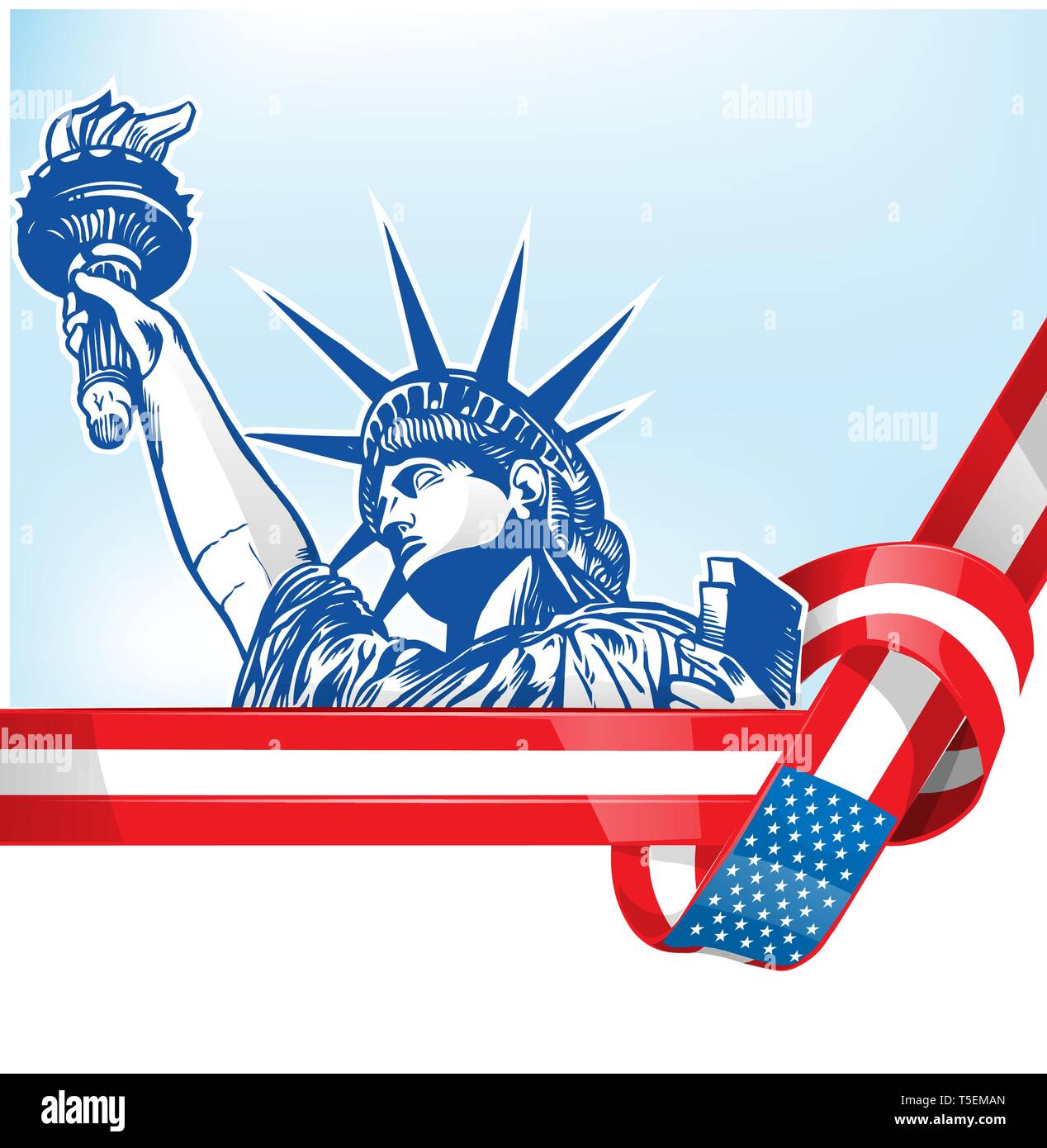 USA flag with statue of liberty.clip art illustration Stock Vector ...