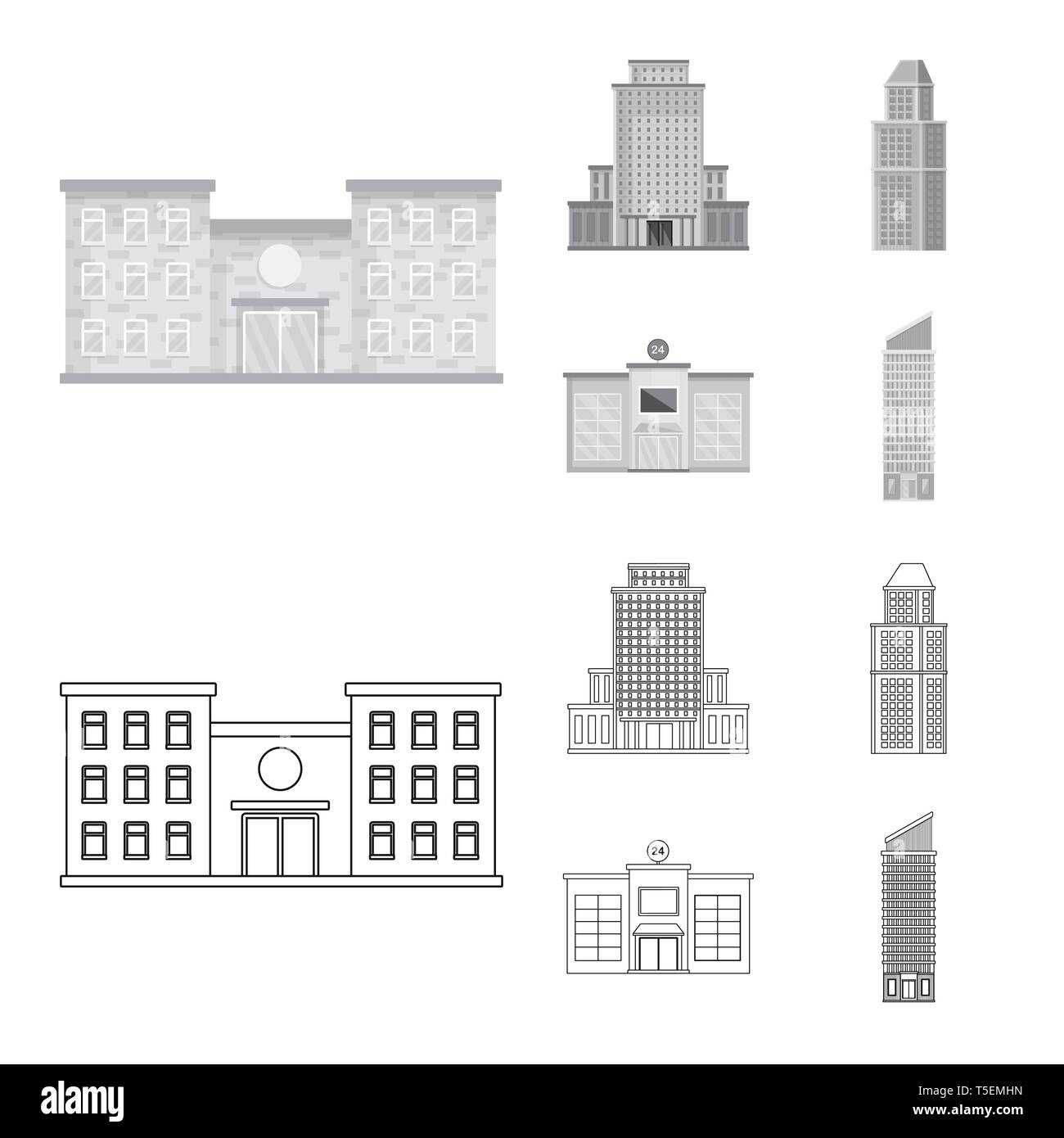 Vector design of municipal and center icon. Set of municipal and estate ...