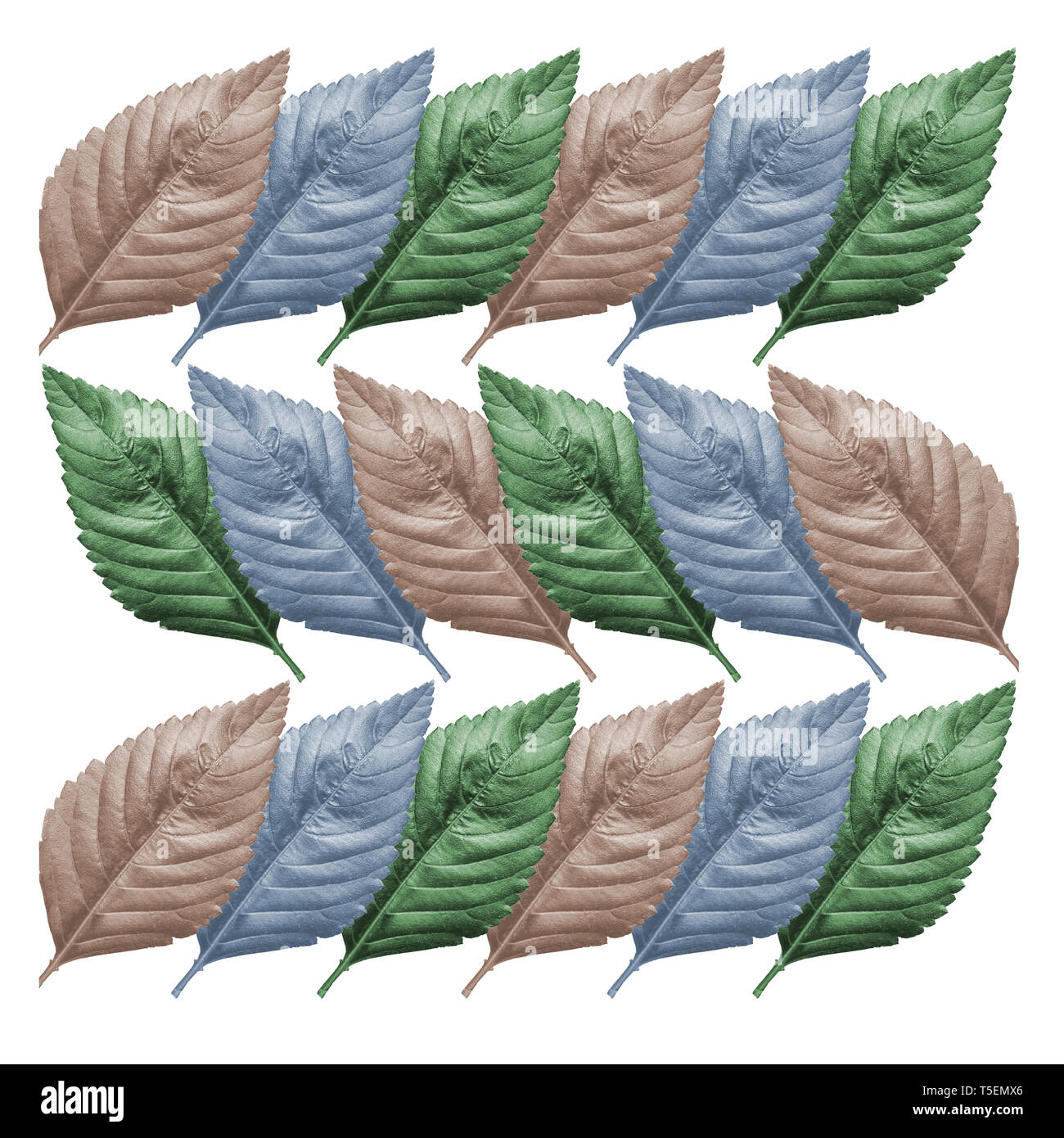 Digitally enhanced image repetitive design of pastel coloured leaves ...