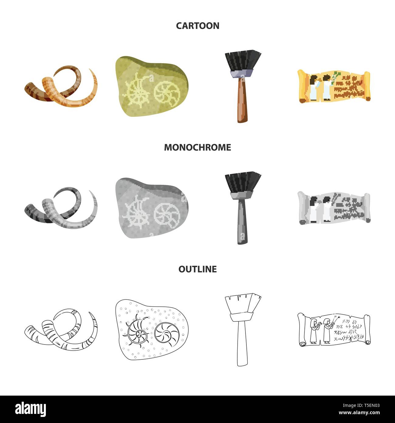 horn,rock,brush,scroll,tusk,black,tool,papyrus,mammoth,figure,equipment ...