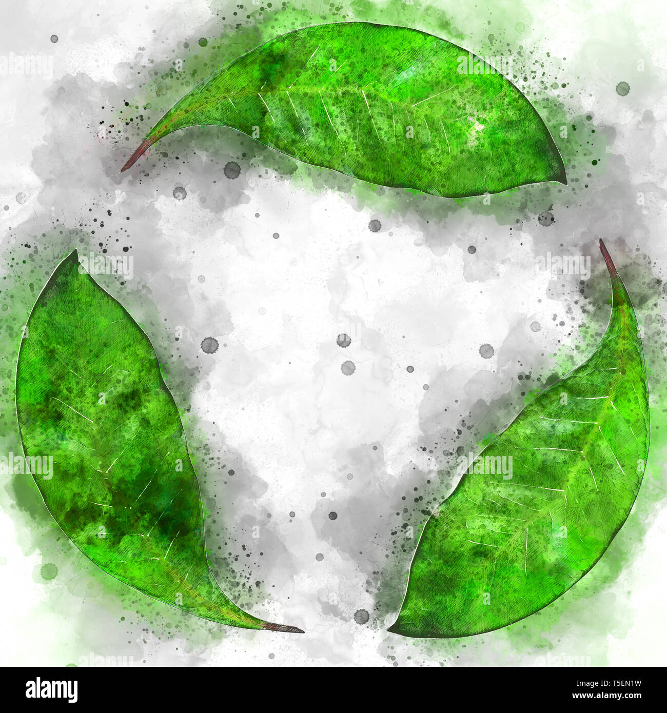 Digitally enhanced image of the recycle logo created with a photograph ...