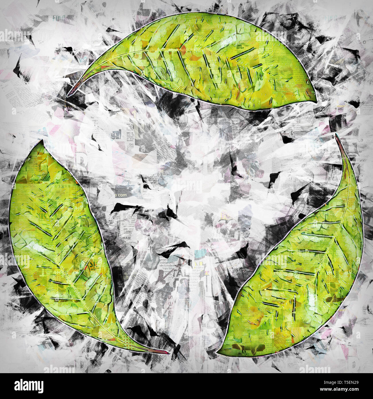 Digitally enhanced image of the recycle logo created with a photograph ...