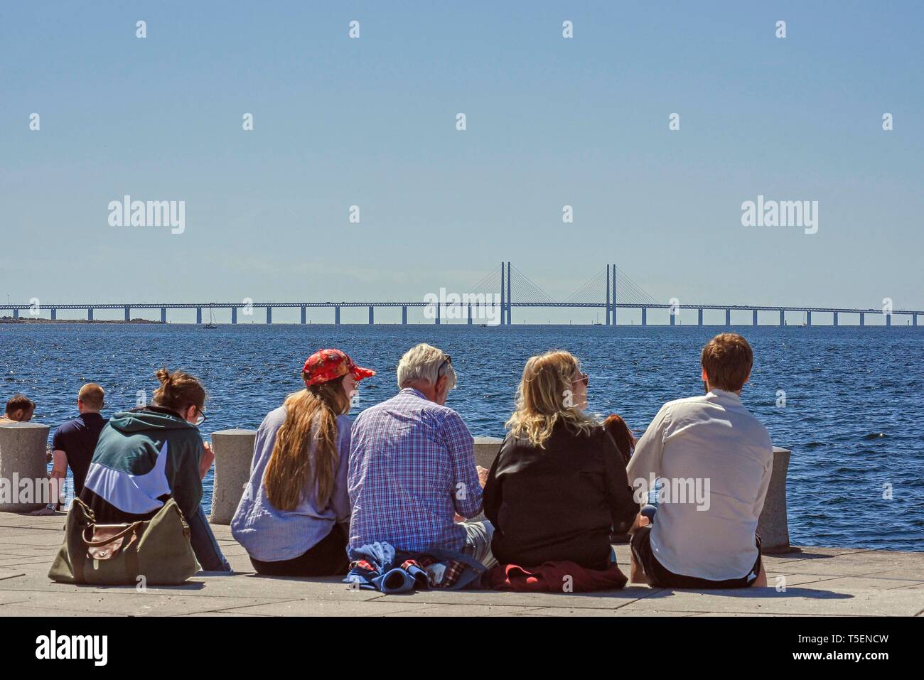 The Oresund Bridge crossing the Oresund Strait, connecting Copenhagen ...