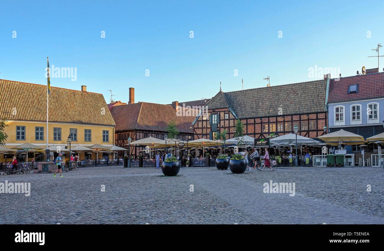 Malmo historical Lilla Torg square with cobblestones and surrounded by ...