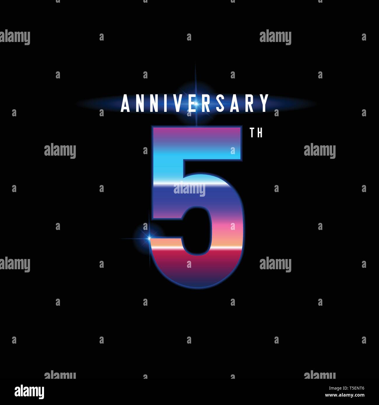 5 years anniversary celebration logotype. Colorful vintage anniversary ...
