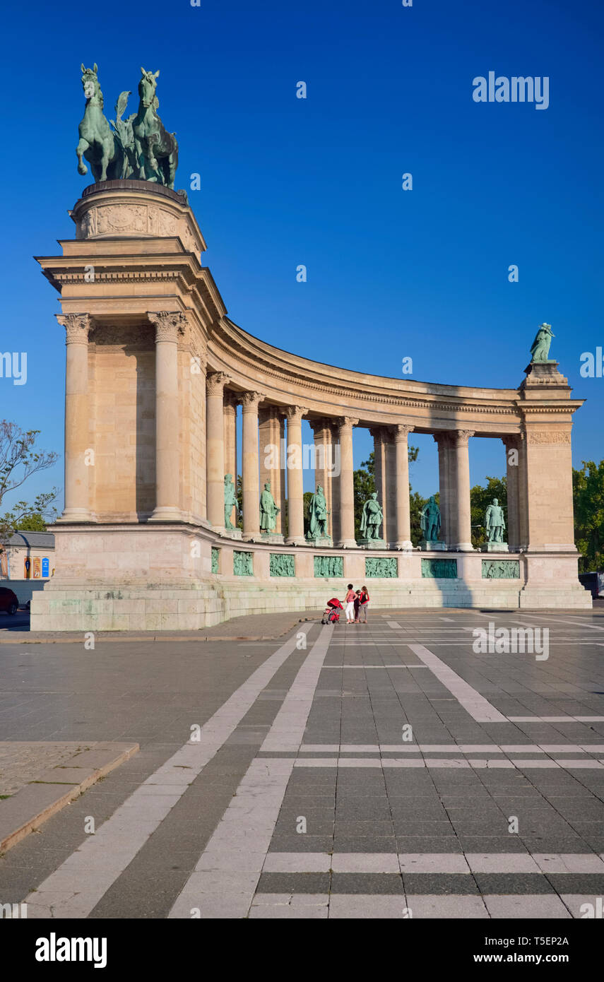 Hungary, Budapest, Heroes Square, The Millennium colonnade with a ...