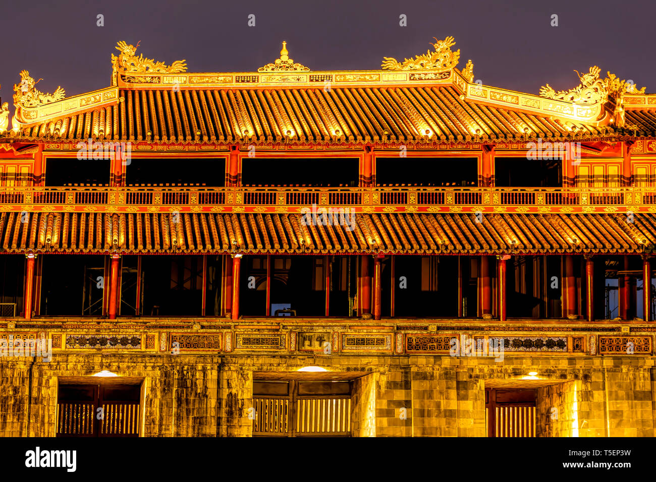 Hue Imperial Citadel At Night Stock Photo - Alamy
