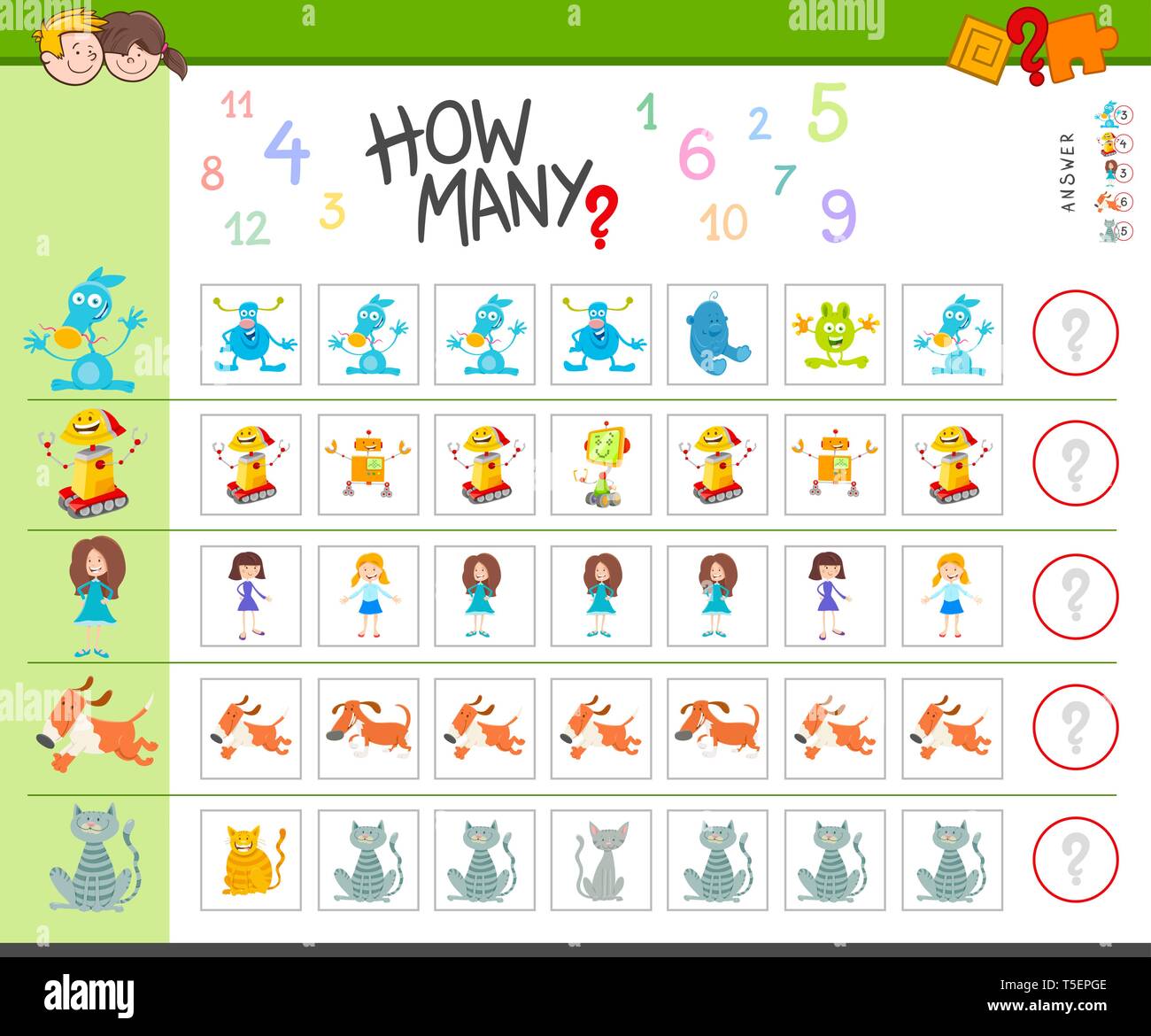 Illustration of Educational Counting Game for Children with Funny ...