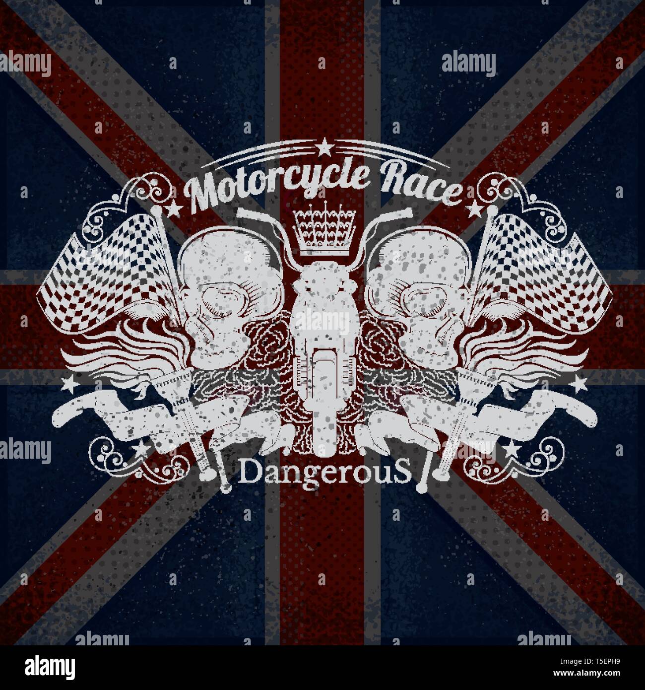 Motorcycle Graphics Illustration on USA Flag Background Design Stock ...
