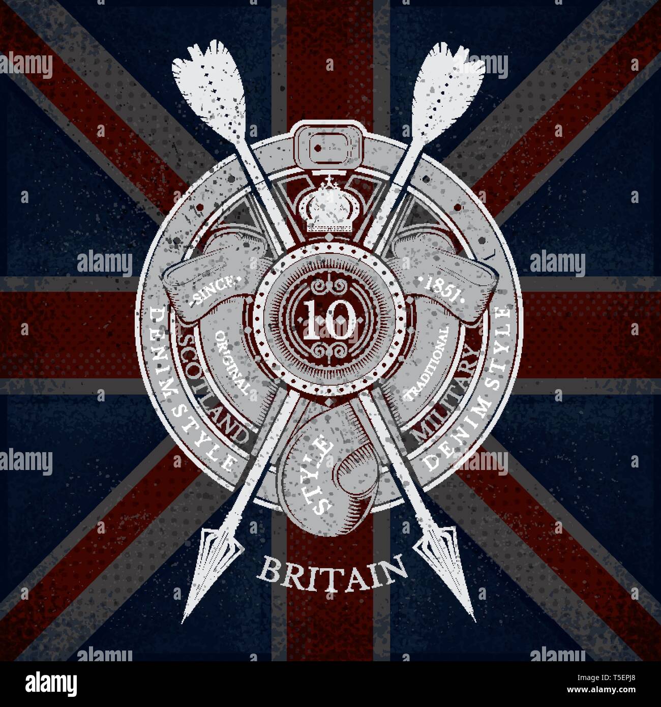 Round Shield And Cross Arrows With Ribbons Into Round Belt Frame ...