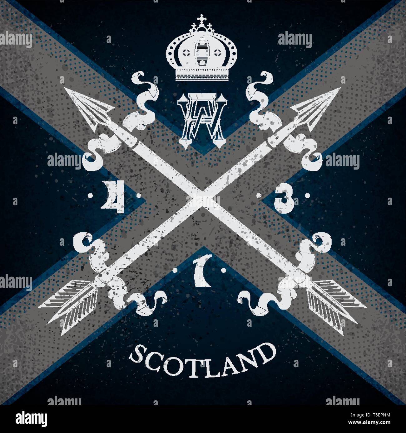 White Coat of Arms With Cross Arrows on Britain Flag Background. Brand ...