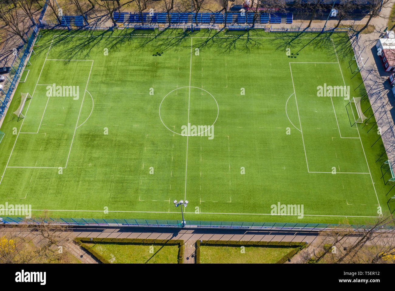 Aerial view of empty soccer field in Europe Stock Photo - Alamy
