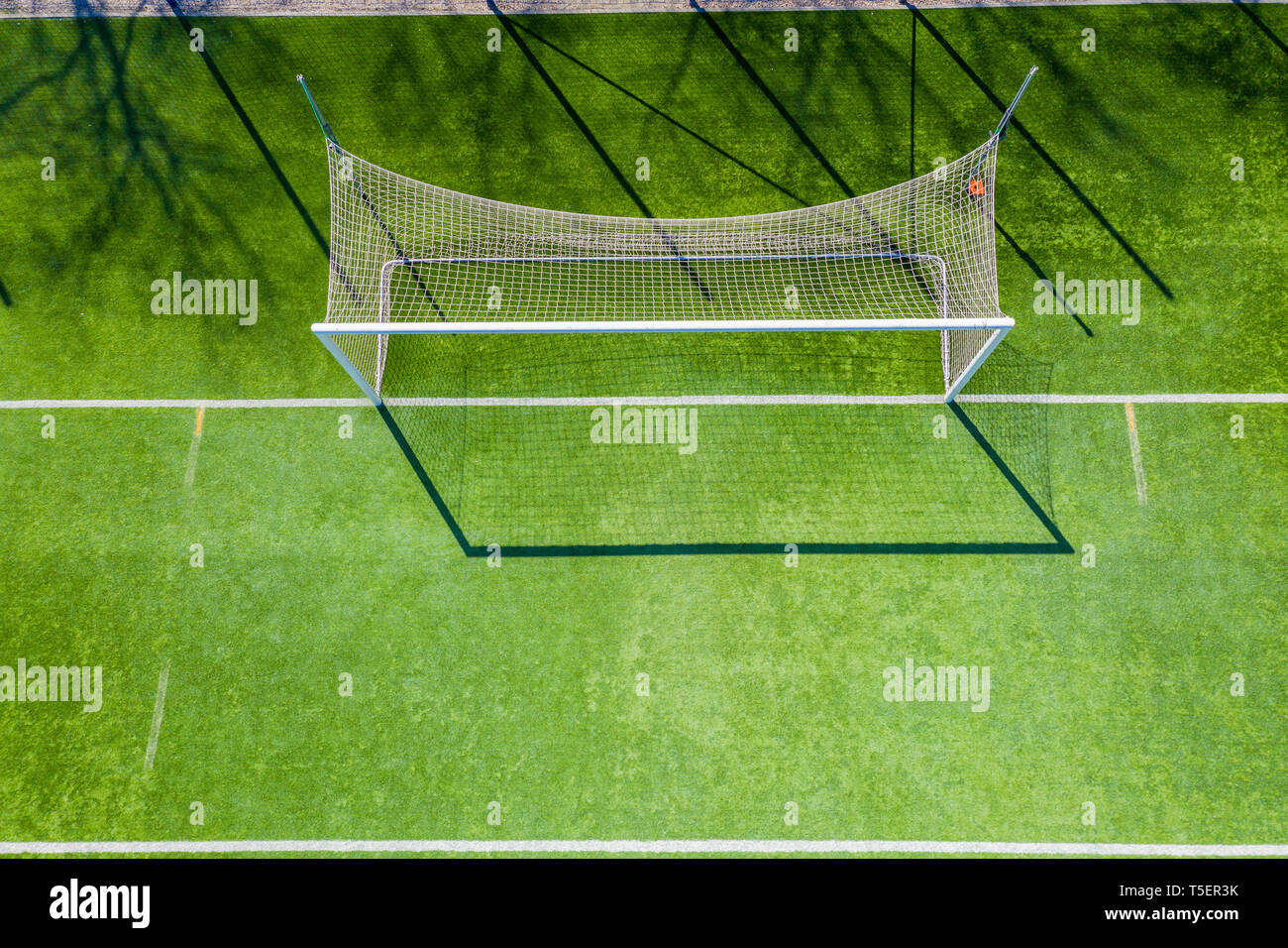 Football field from above. Gaate aerial view Stock Photo - Alamy