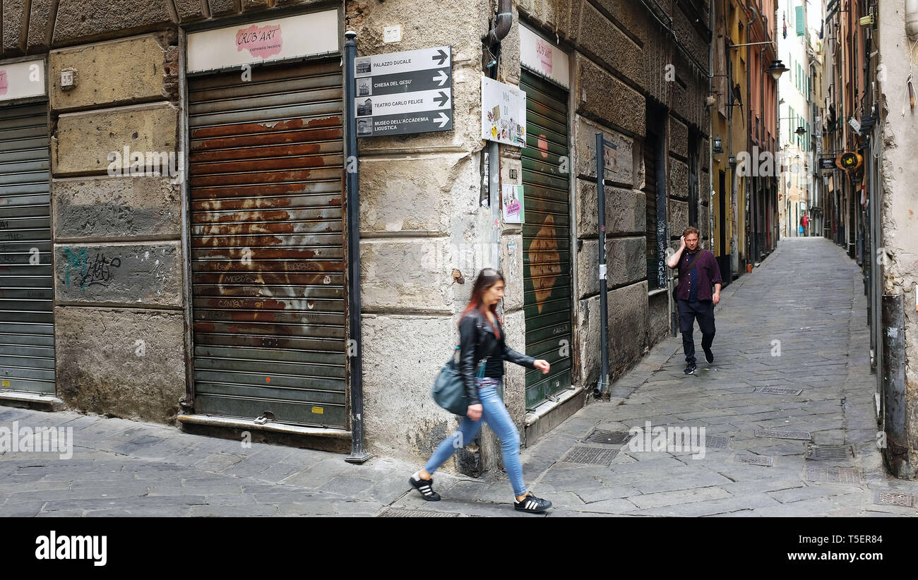 The old medieval town of Genoa, Italy has a special charm with its ...