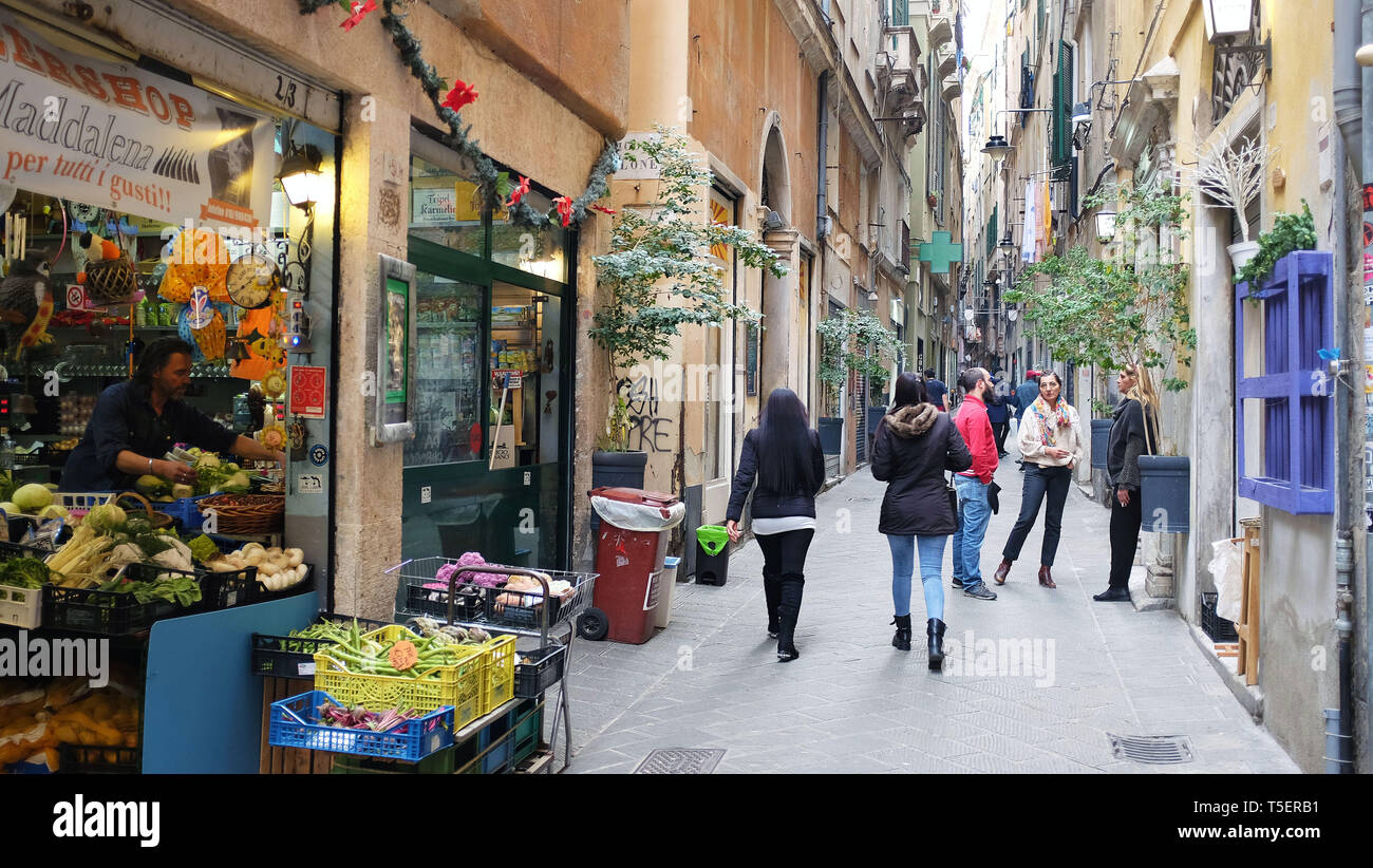 The old medieval town of Genoa, Italy has a special charm with its ...