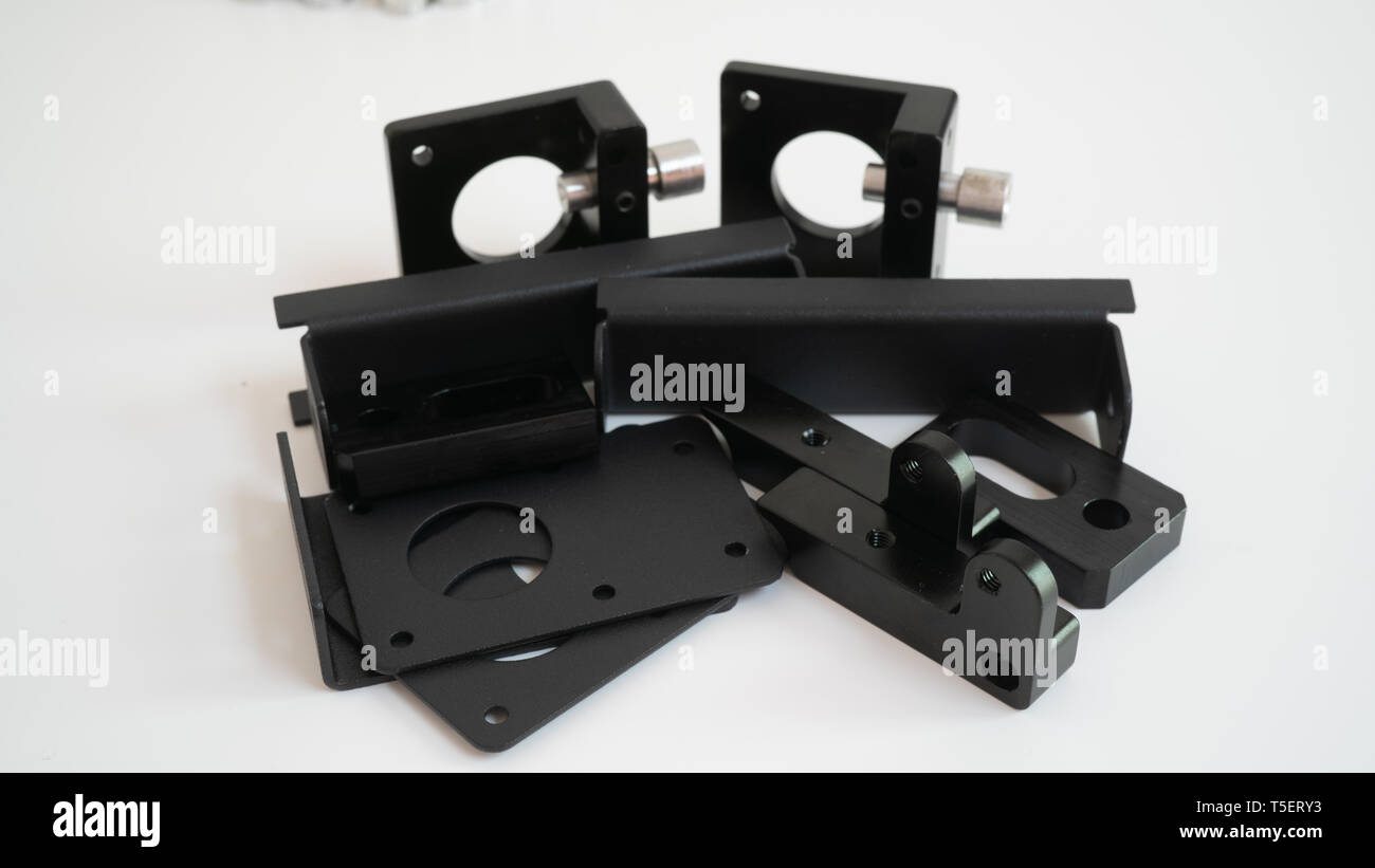 Metal parts for the assembly of the robot on white background Stock ...
