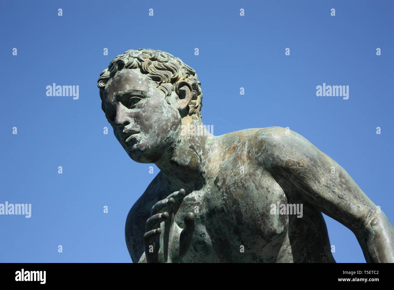 A statue in the garden of the Achilleion on the Ionian Island of Corfu ...