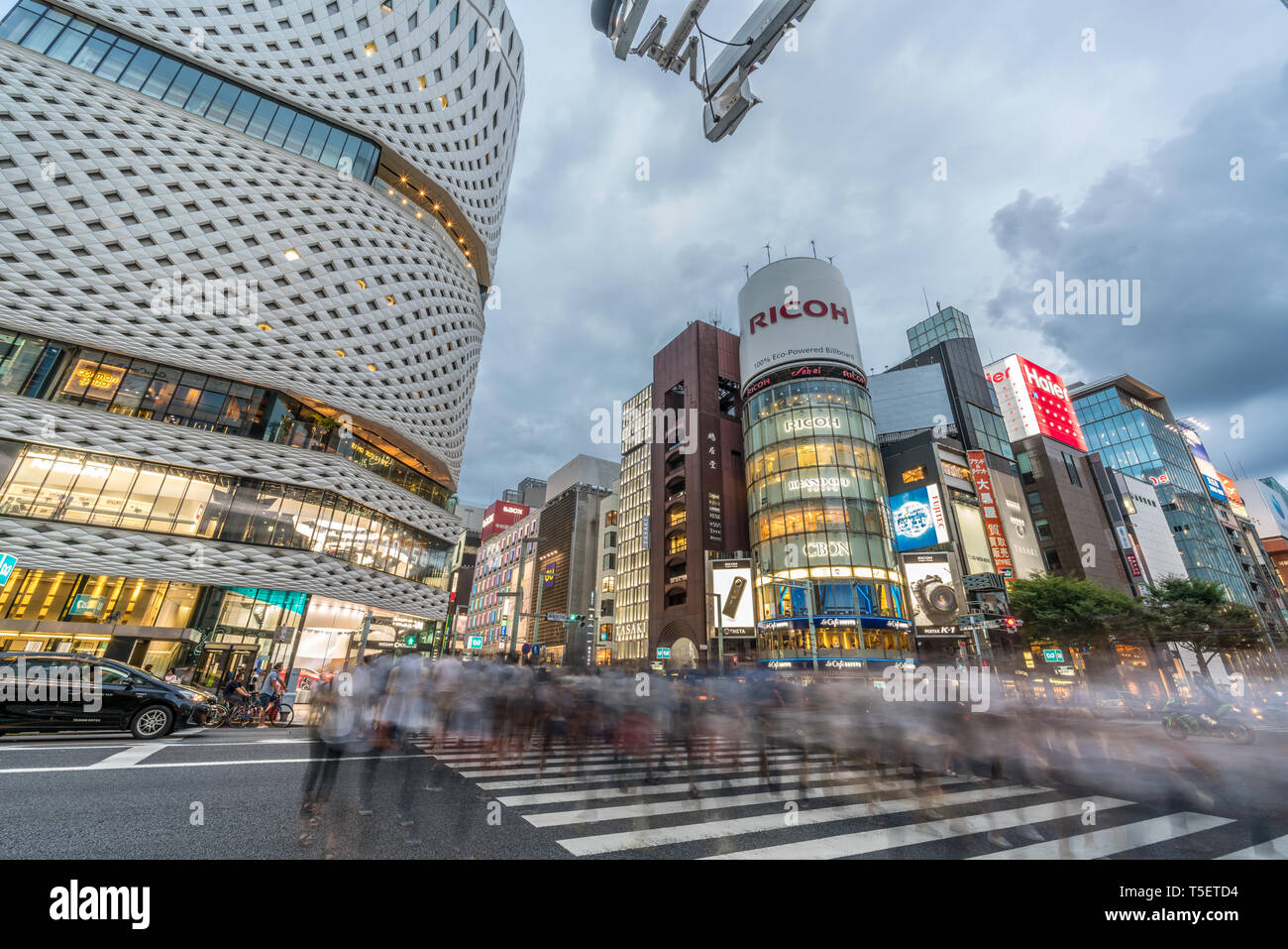 Tokyo, Chuo Ward, Ginza - August 13, 2017 : View of Motion blurred ...