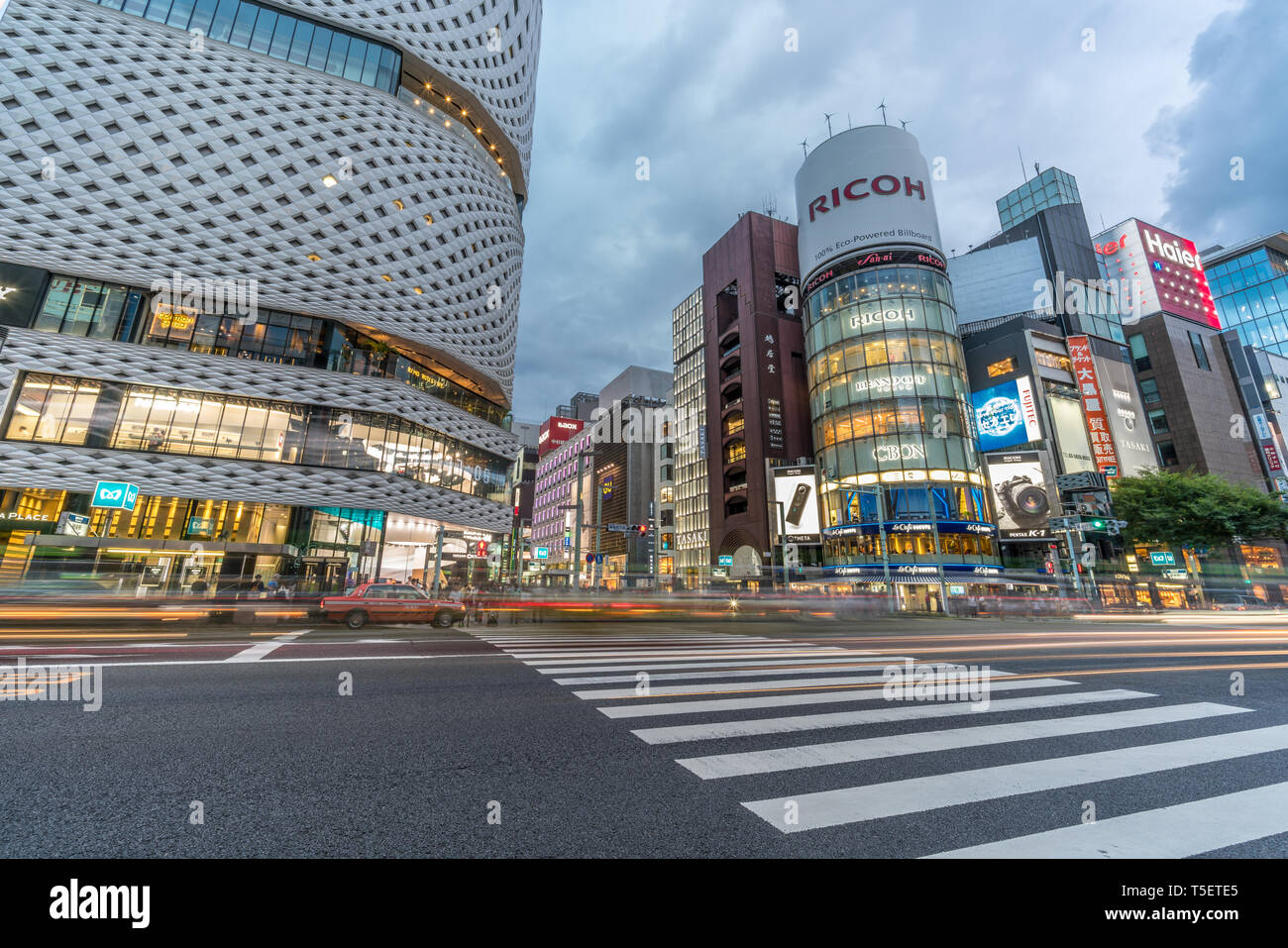Tokyo, Chuo Ward, Ginza - August 13, 2017 : View of Motion blurred ...