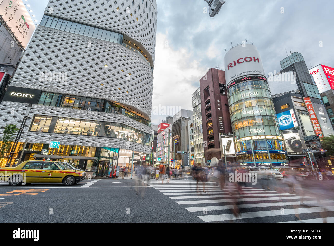 Tokyo, Chuo Ward, Ginza - August 13, 2017 : View of Motion blurred ...