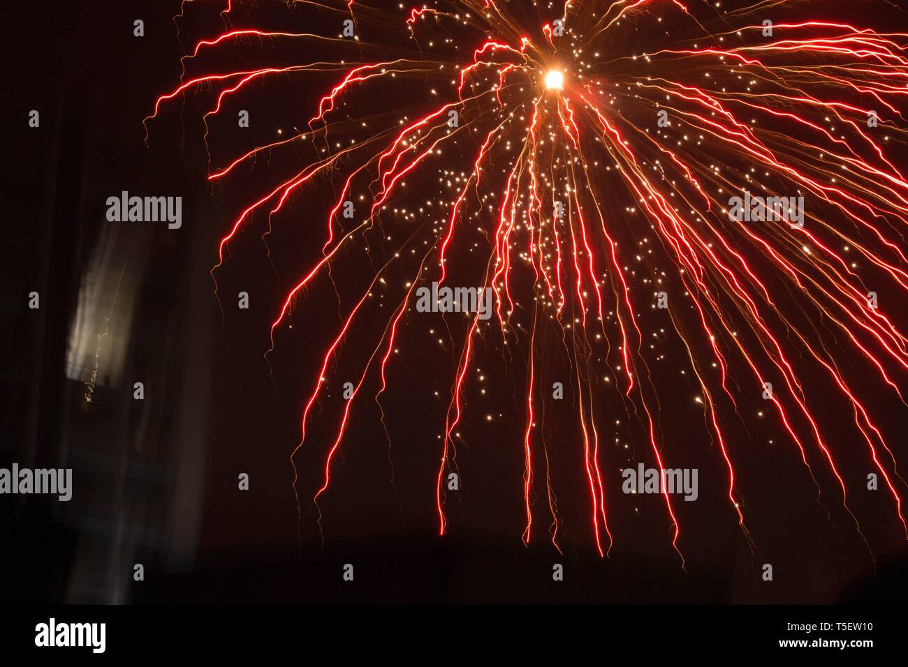 Red firework explosion Stock Photo - Alamy