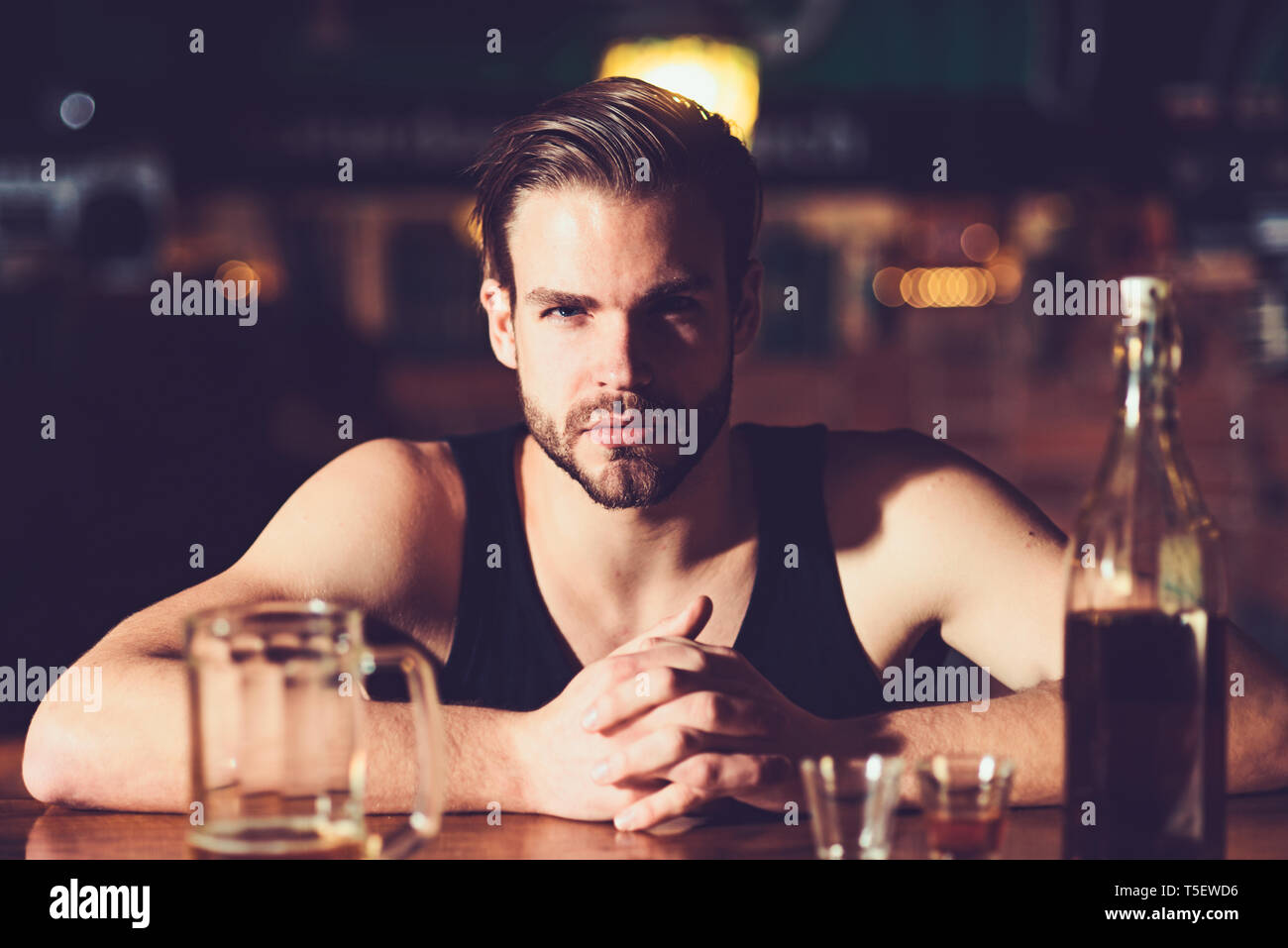 No work after drinking. Alcohol addiction and bad habit. Alcohol addict ...