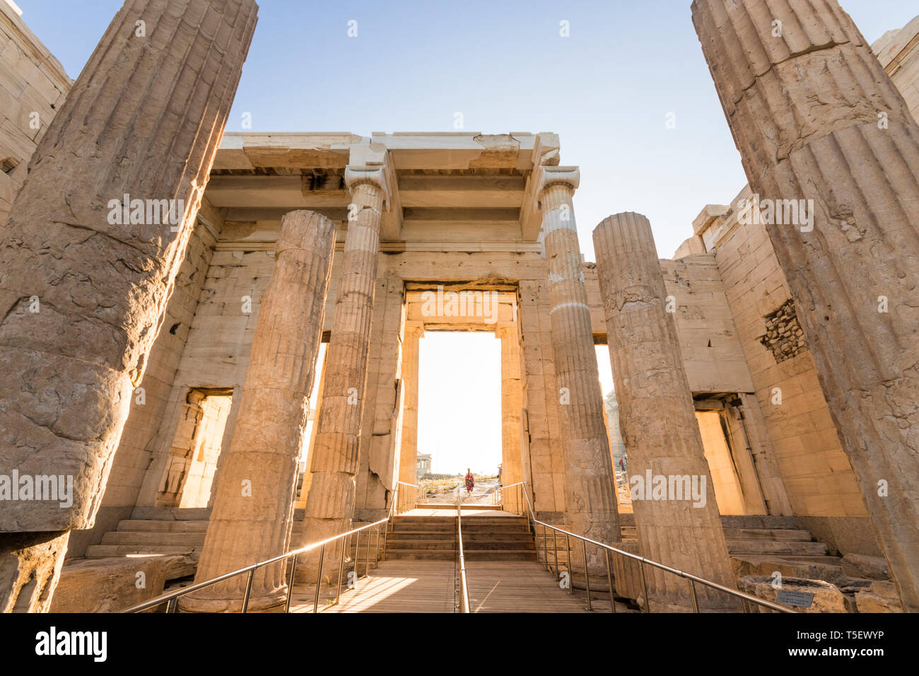 Athens, Greece. The Propylaea, the monumental gateway that serves as the entrance to the ...