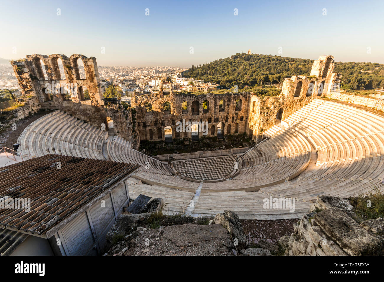 Athens, Greece. The Odeon of Herodes Atticus, a stone theatre structure ...