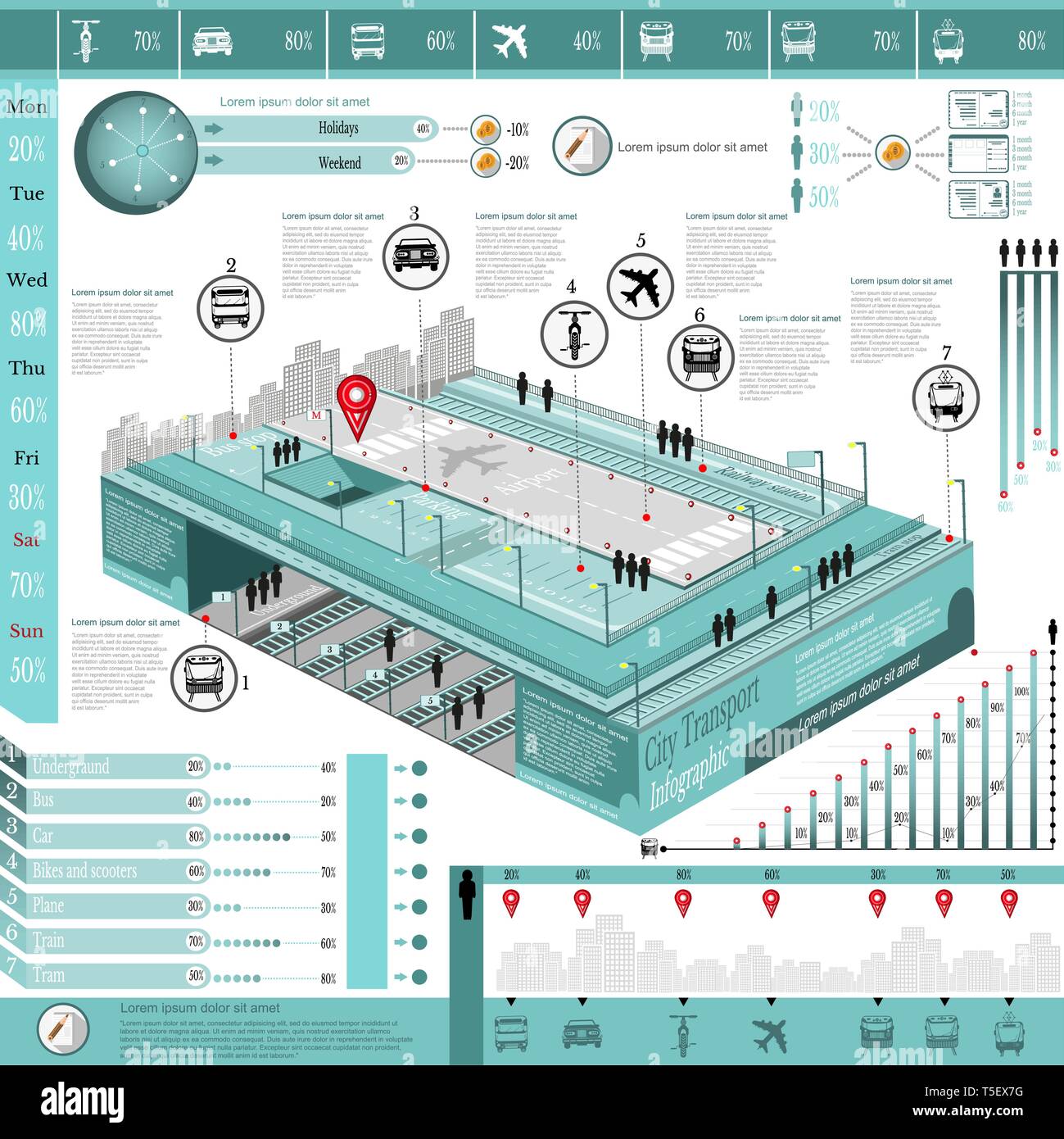City transport infographic abstract city underground airport diagrams ...