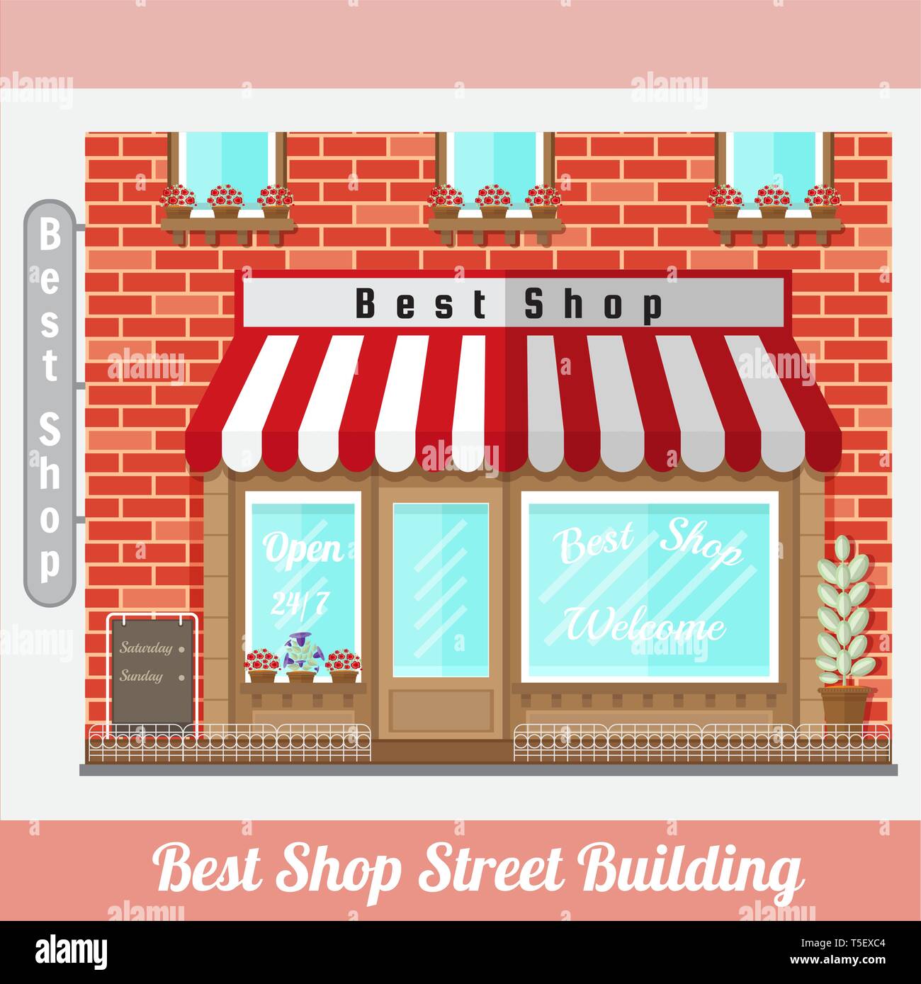 flat facade of best shop of street building Stock Vector Image & Art ...