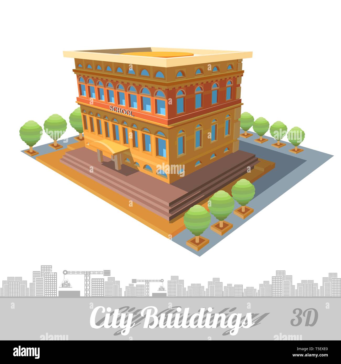 Realistic building of school isolated on white Stock Vector Image & Art ...