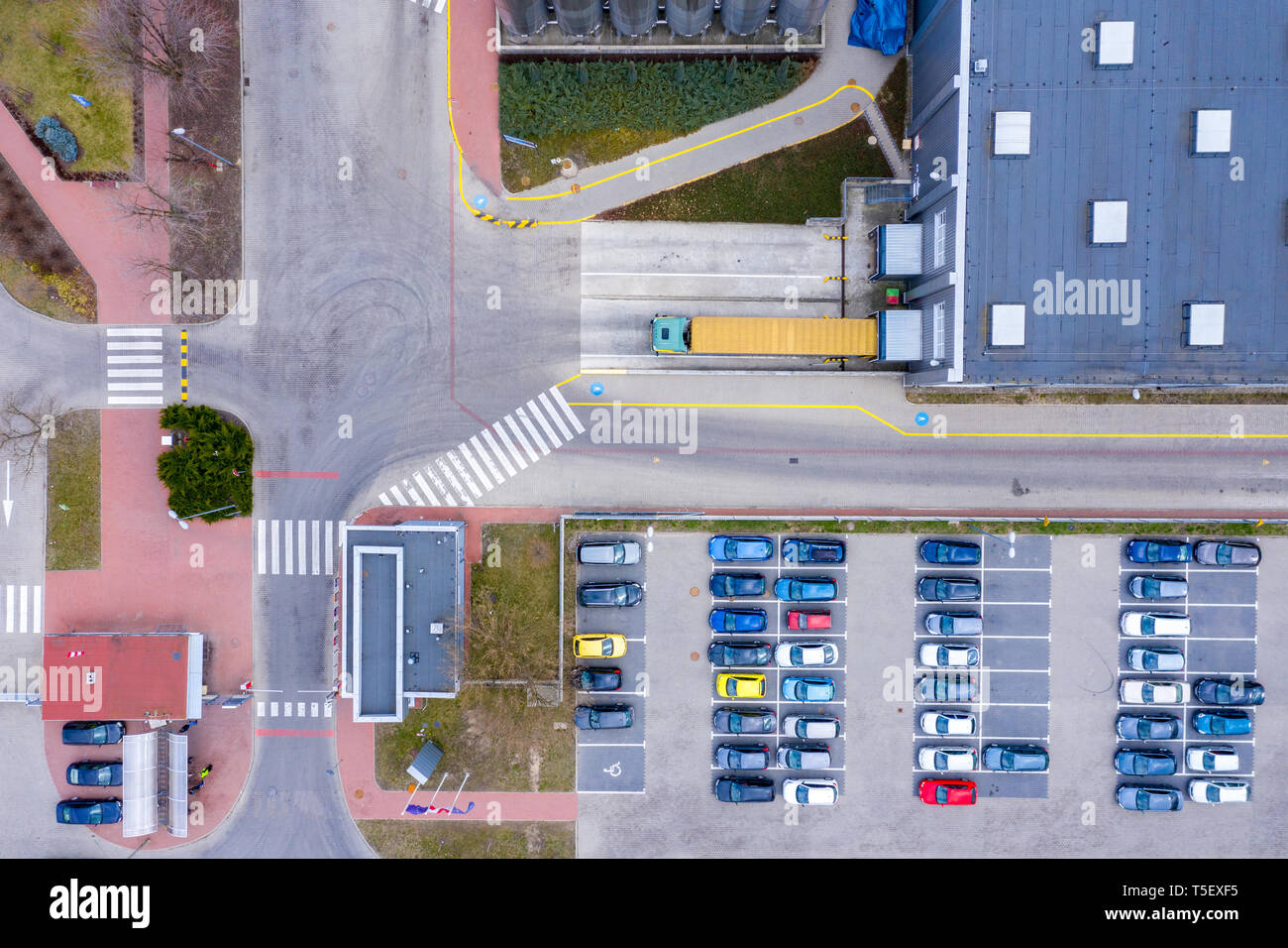 Aerial Top View of Industrial Warehouse/ Storage Building/ Loadi Stock ...