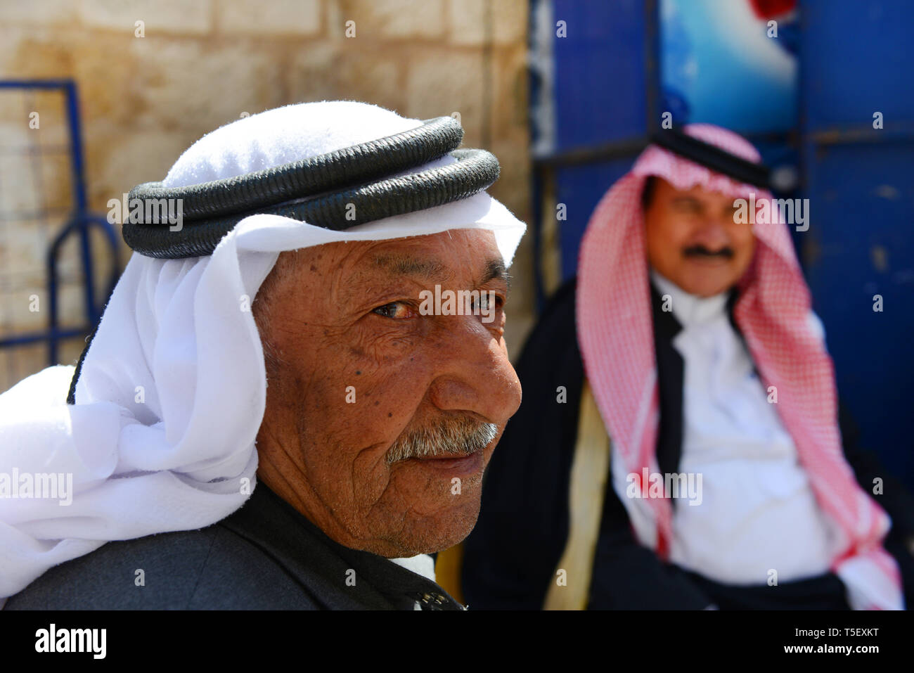 Jordanian men socializing in the streets of Al-Karak, Jordan Stock ...