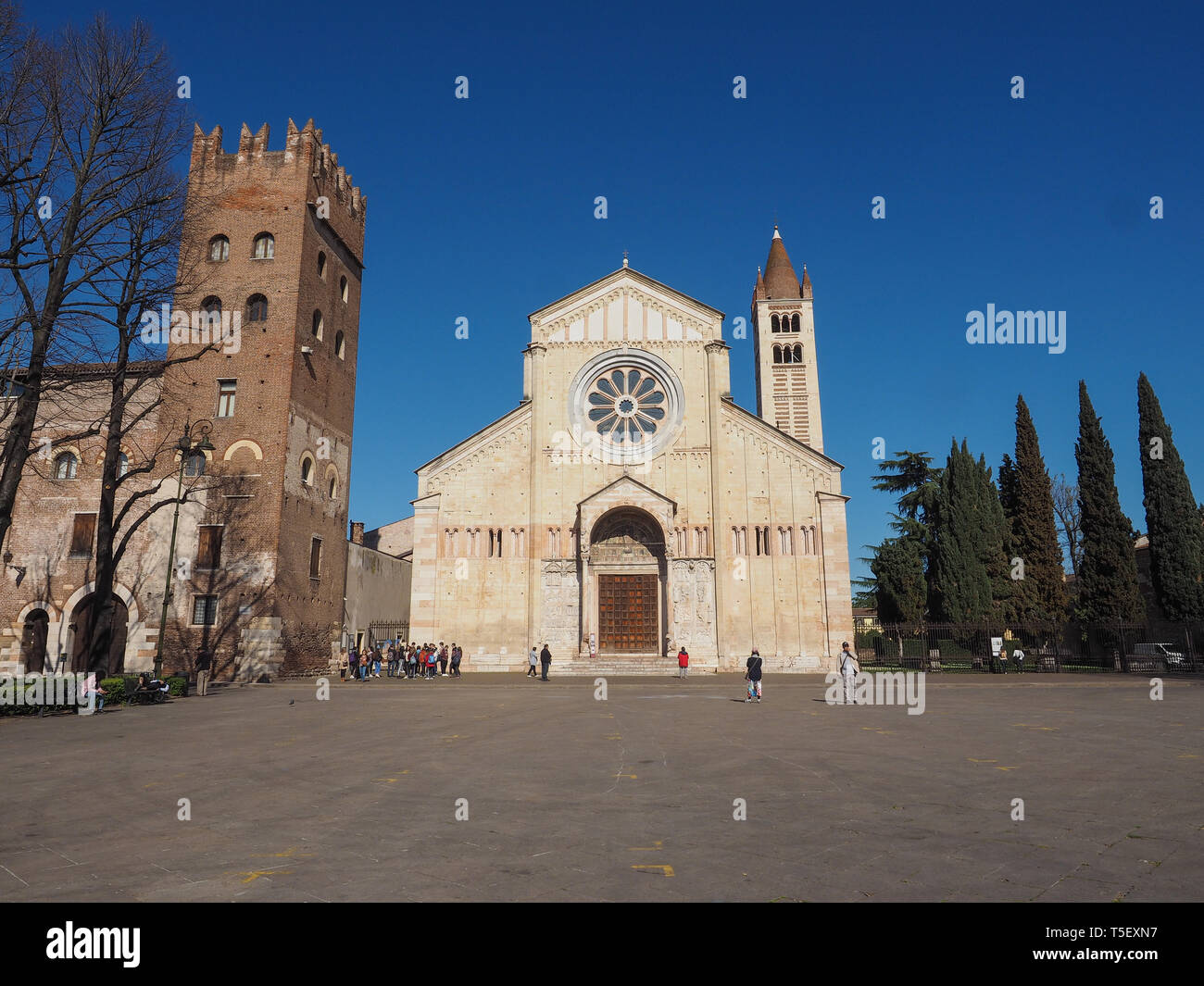 VERONA, ITALY - CIRCA MARCH 2019: Basilica di San Zeno (aka San Zeno ...