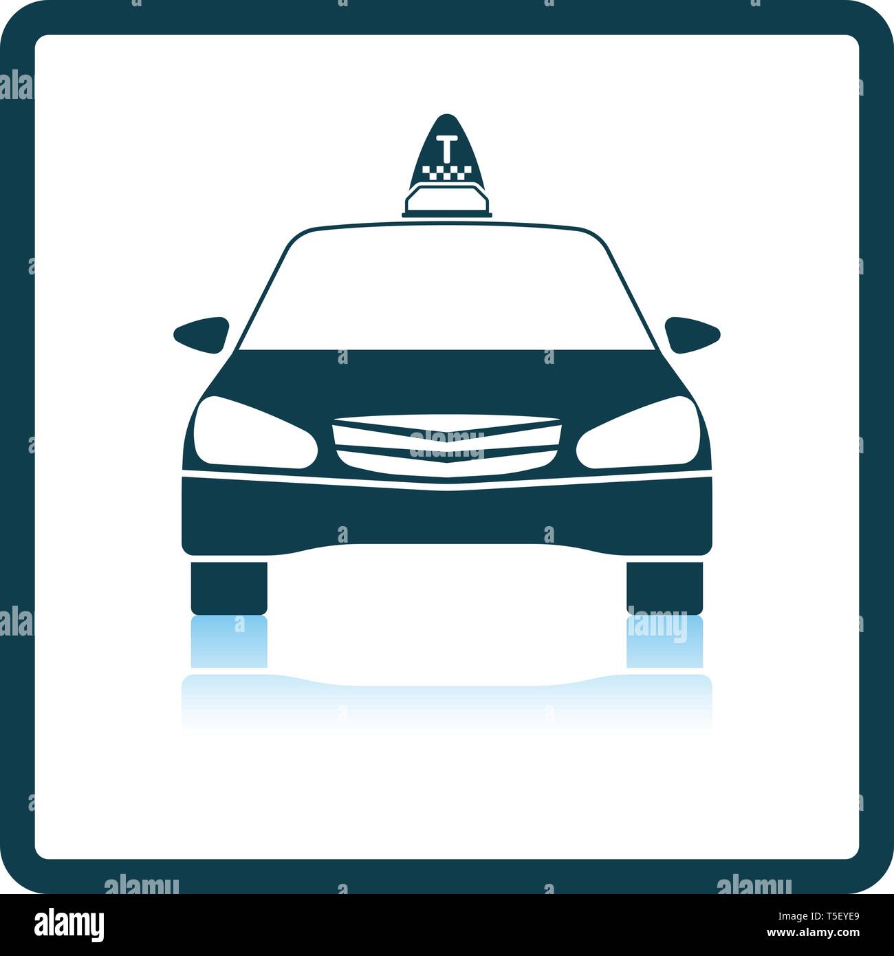 Taxi icon front view. Square Shadow Reflection Design. Vector ...