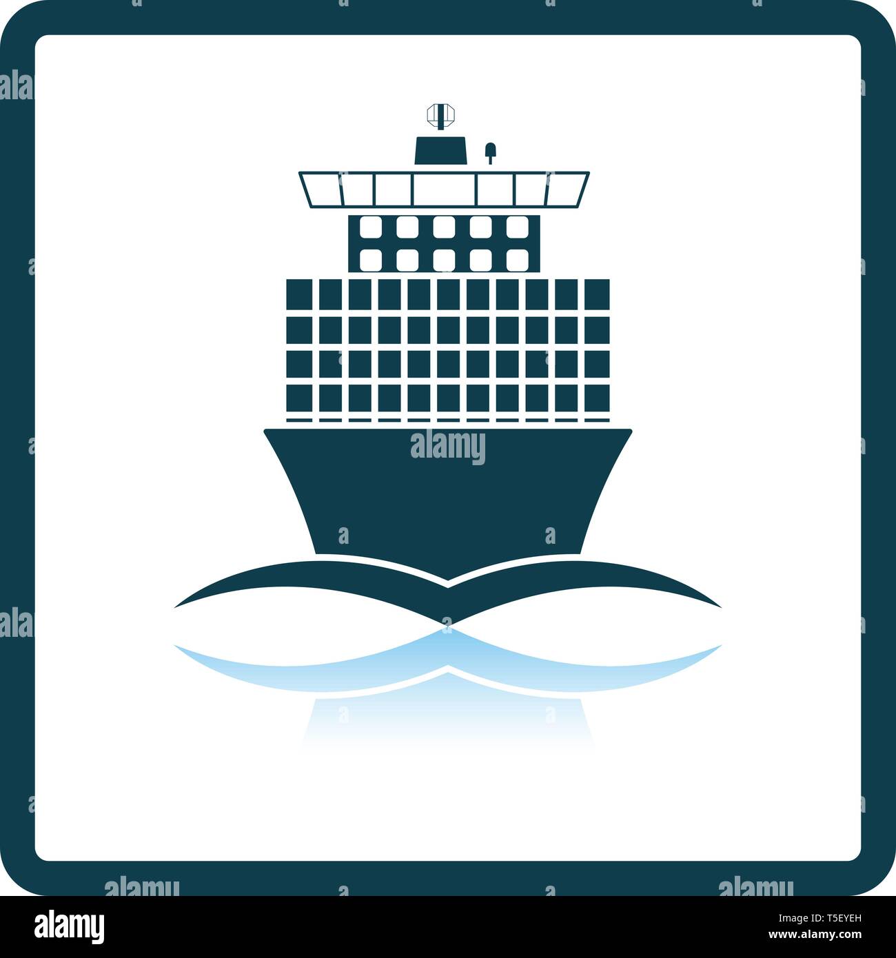 Container ship icon front view. Square Shadow Reflection Design. Vector ...