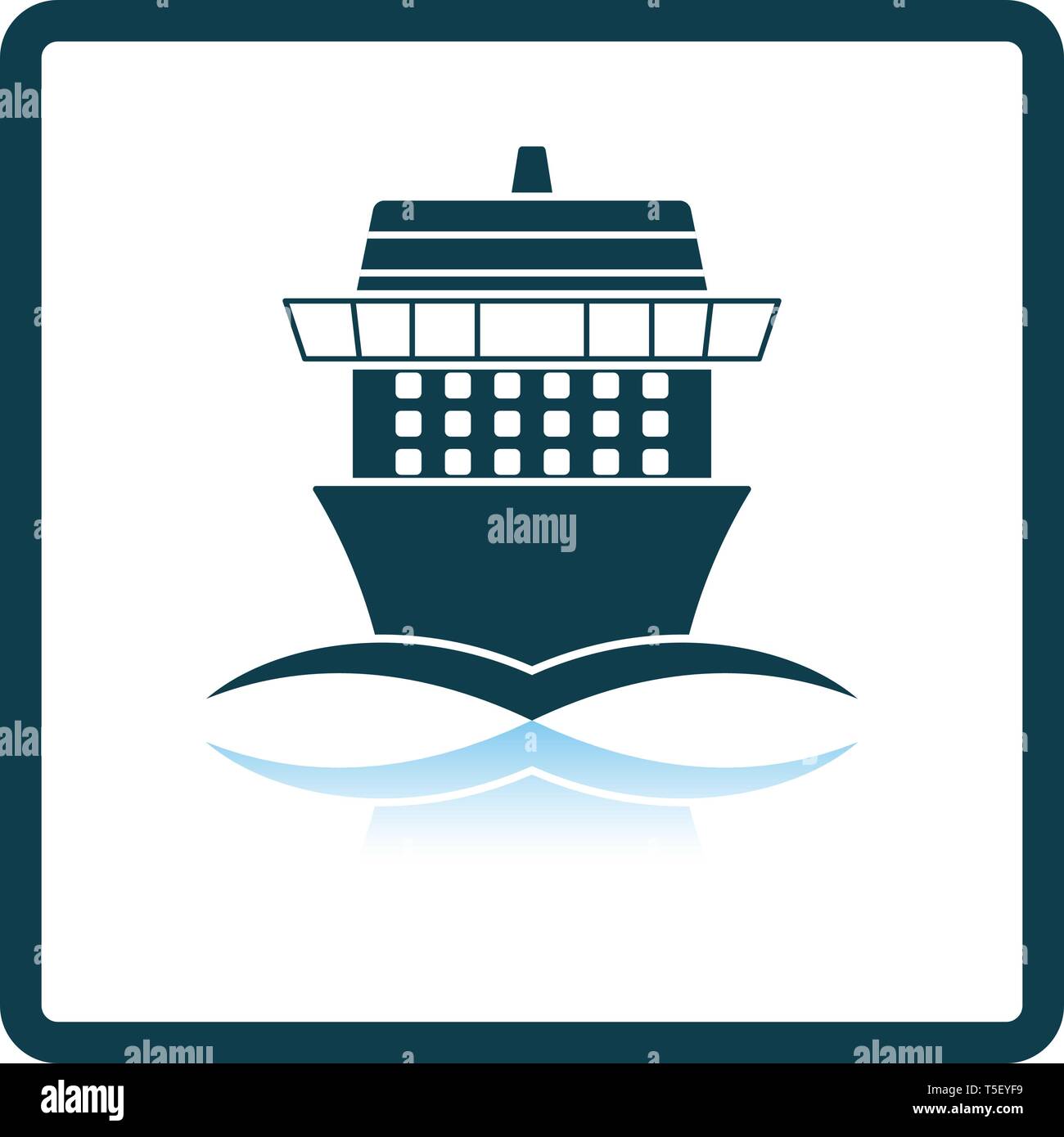 Cruise liner icon front view. Square Shadow Reflection Design. Vector ...