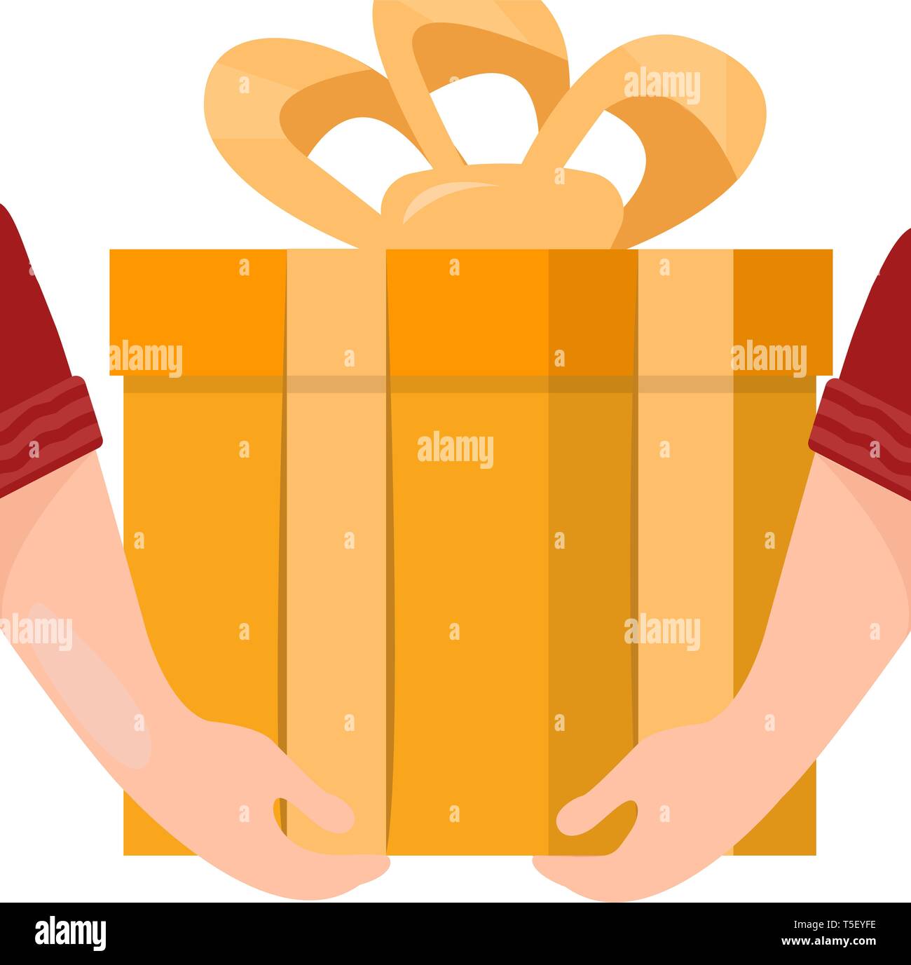 Hands holding gift box vector illustration in flat style Stock Vector ...